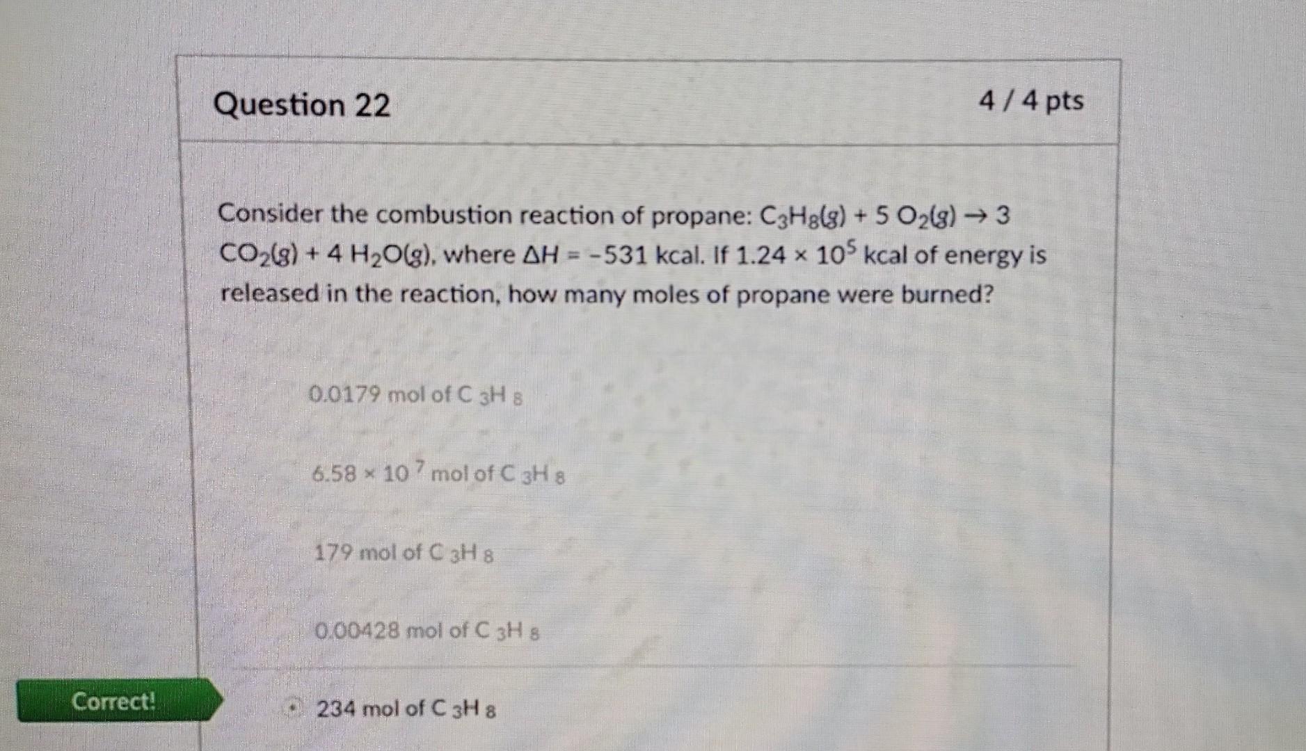 Solved Consider the combustion reaction of propane: | Chegg.com