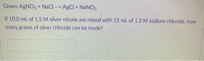 Solved Given: Ba(NO3)2 + Na2SO4 --> BaSO4 + 2NaNO3 If 45.0 | Chegg.com