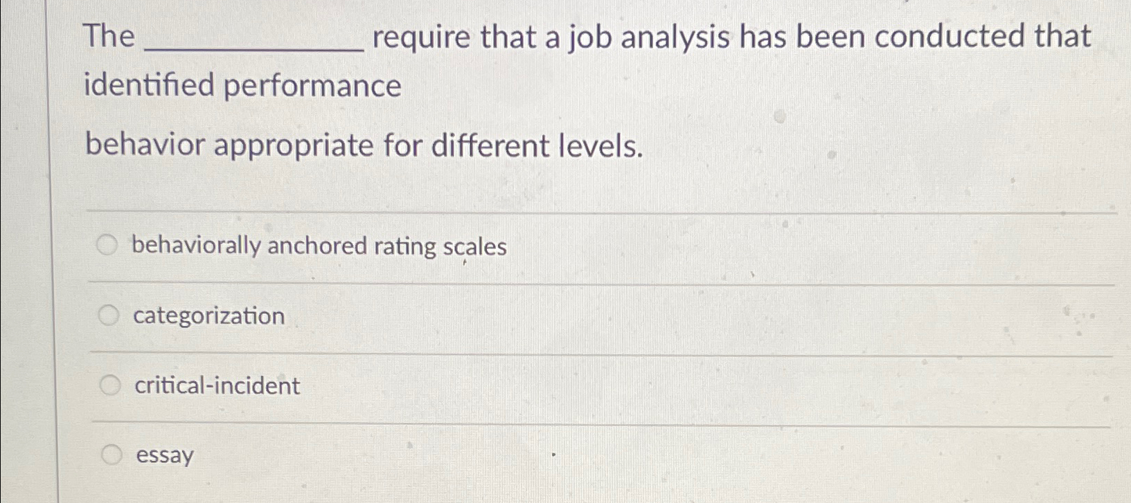 Solved The require that a job analysis has been conducted | Chegg.com