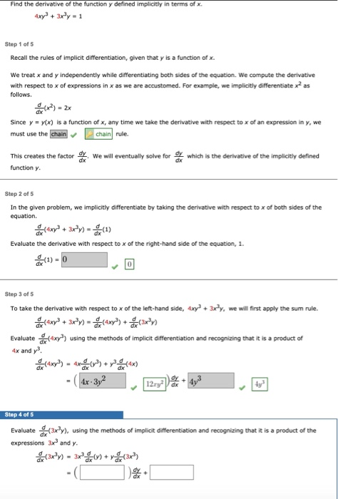 Solved Find the derivative of the function y defined | Chegg.com