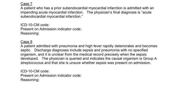 Solved For each case report a diagnosis using an ICD-10-CM | Chegg.com