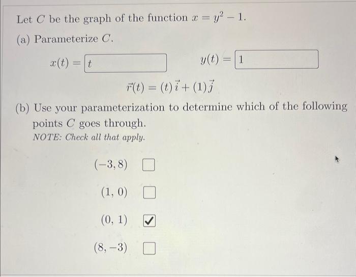 Solved Let C be the graph of the function x=y2−1. (a) | Chegg.com
