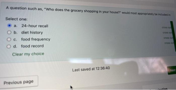 Solved A question such as, "Who does the grocery shopping in | Chegg.com