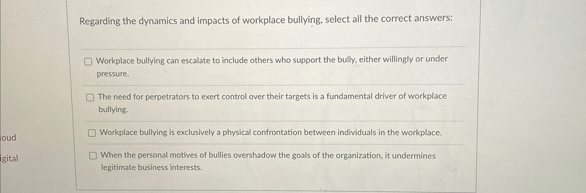 Solved Regarding the dynamics and impacts of workplace | Chegg.com