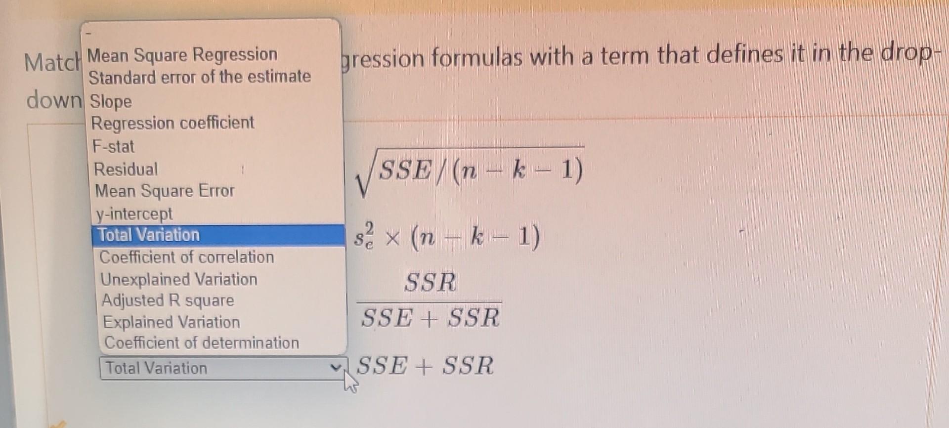 Solved ression formulas with a term that defines it in the | Chegg.com