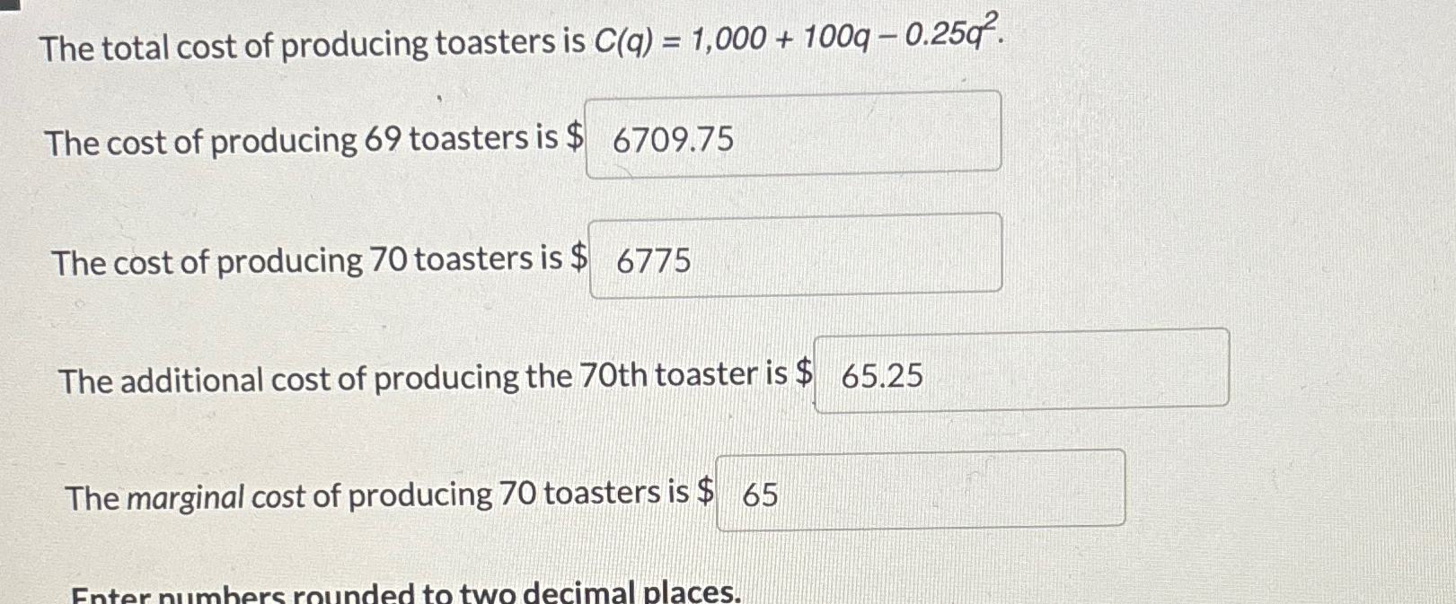 Solved The total cost of producing toasters is | Chegg.com