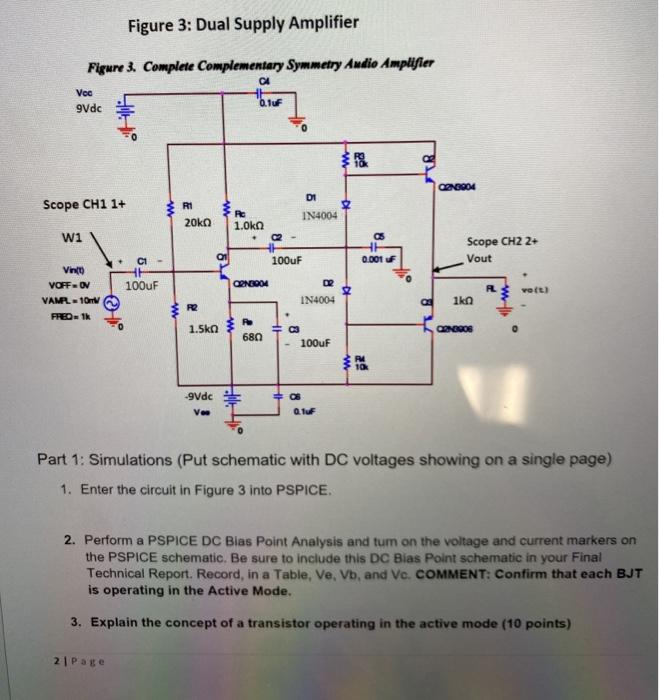 Figure 3: Dual Supply Amplifier Figure 3. Complete | Chegg.com