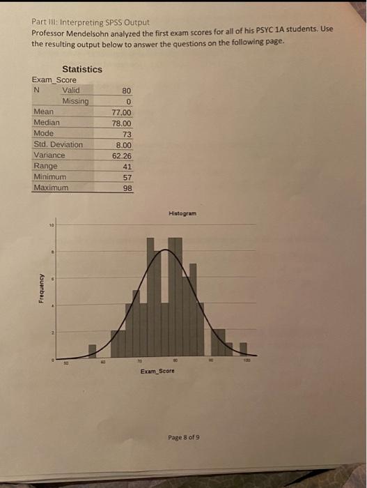 Solved Part III: Interpreting SPSS Output Professor | Chegg.com