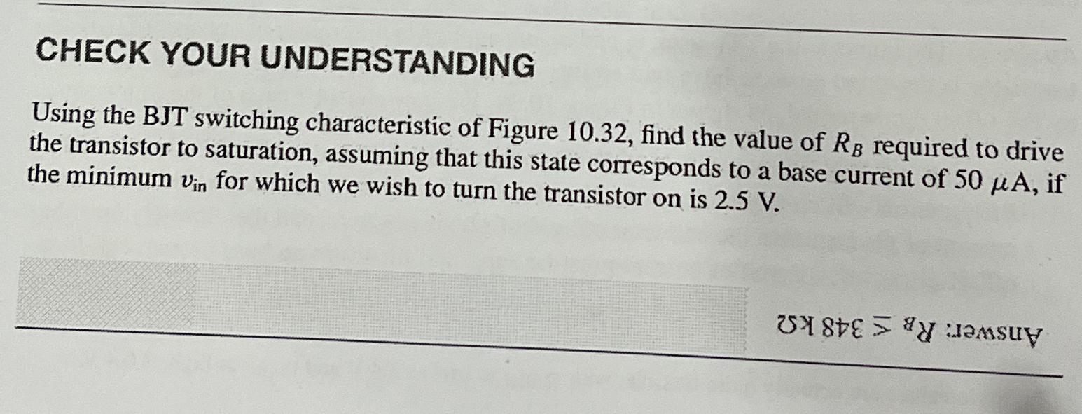 Solved CHECK YOUR UNDERSTANDINGUsing the BJT switching | Chegg.com