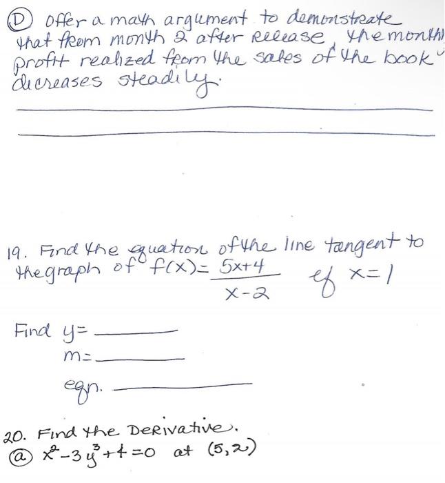 Solved (D) offer a math argument to demonstreate that from | Chegg.com