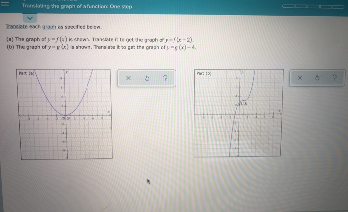 Solved Translating the graph of a function: One step | Chegg.com