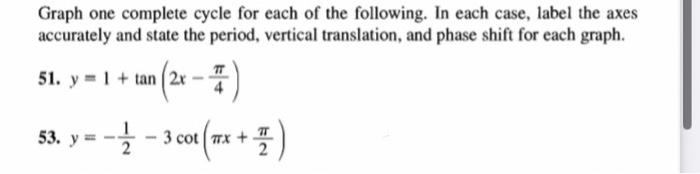 Solved Graph one complete cycle of each of the following. In | Chegg.com