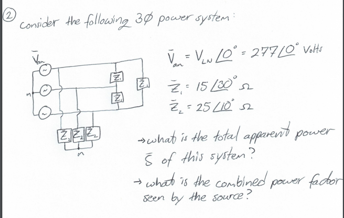 Solved (2)consider the following 3φ ﻿power | Chegg.com