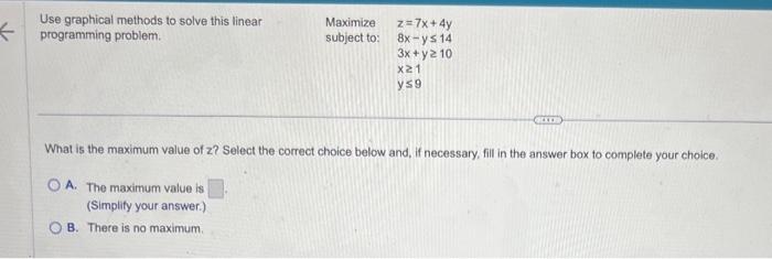 Solved Use graphical methods to solve this linear | Chegg.com