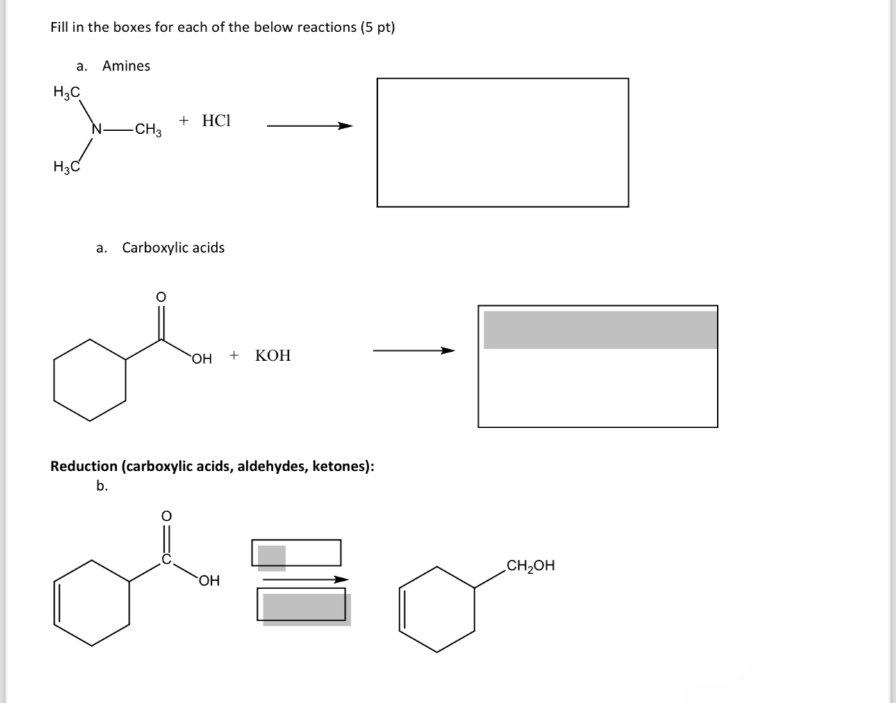 Fill in the boxes for each of the below reactions | Chegg.com