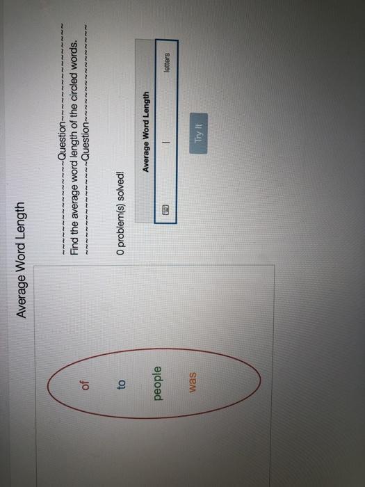 Solved Average Word Length Question Find the average word | Chegg.com