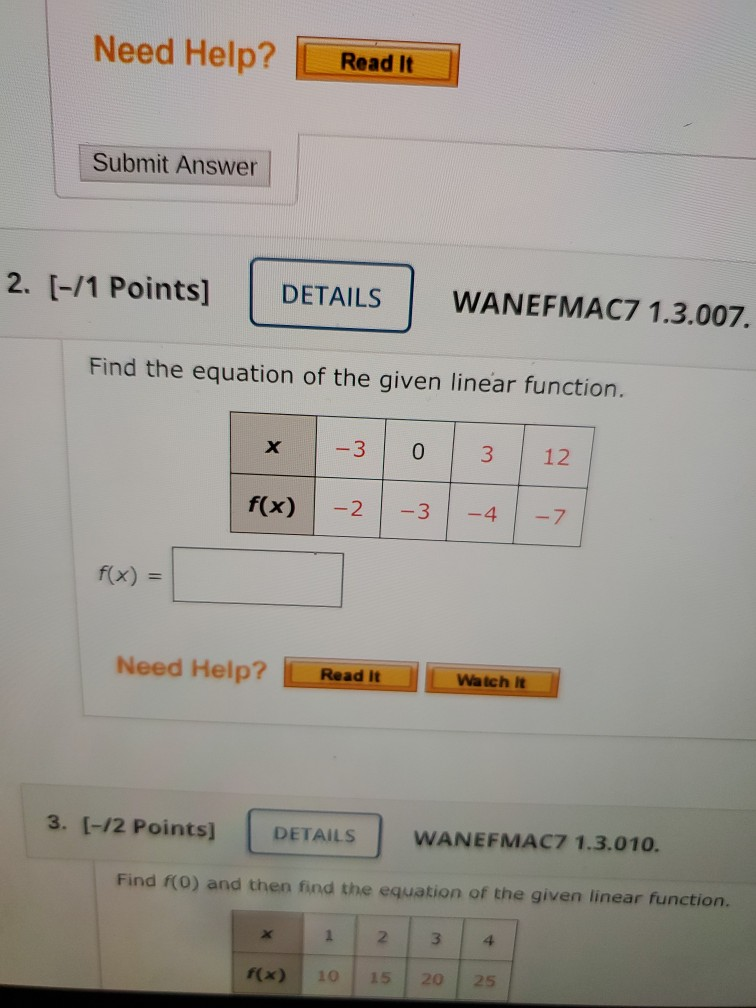 Solved Need Help? Read It Submit Answer 2. (-/1 Points] | Chegg.com