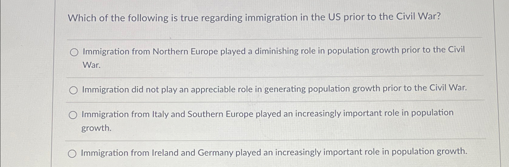 Solved Which of the following is true regarding immigration | Chegg.com