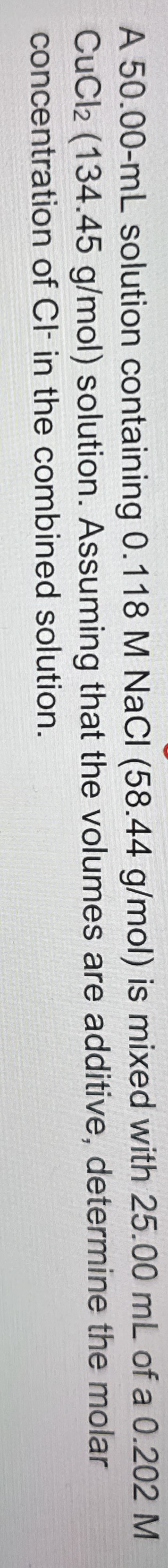 Solved by an EXPERT How to solve A 50.00-mL ﻿solution containing | Chegg.com