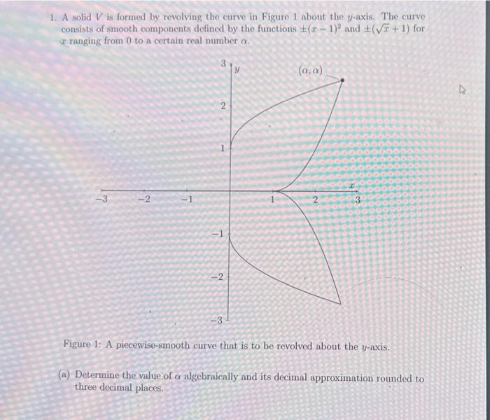 Solved 1. A solid V is formed by revolving the curve in | Chegg.com