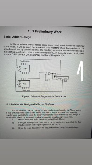 Solved 10.1 Preliminary Work Serial Adder Design In this | Chegg.com