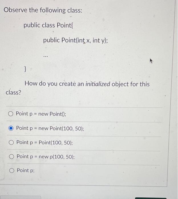 Solved Observe the following class: public class Point \{ | Chegg.com