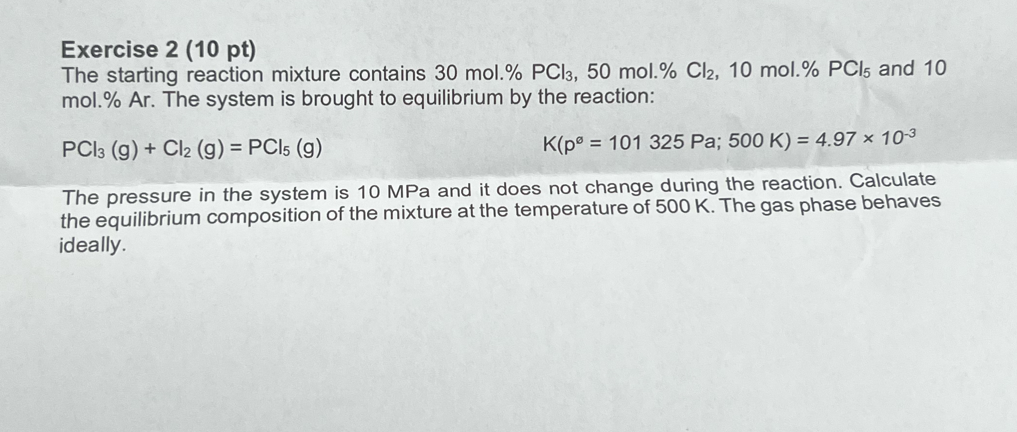 Solved Exercise 2 (10 ﻿pt)The starting reaction mixture | Chegg.com