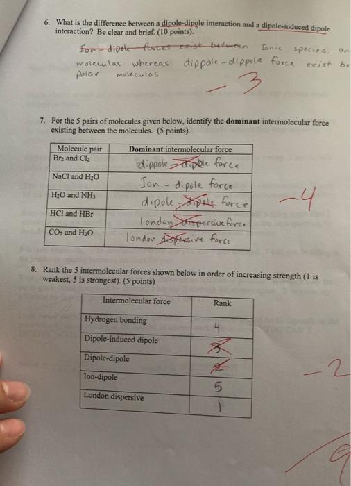 Solved 6. What is the difference between a dipole-dipole | Chegg.com