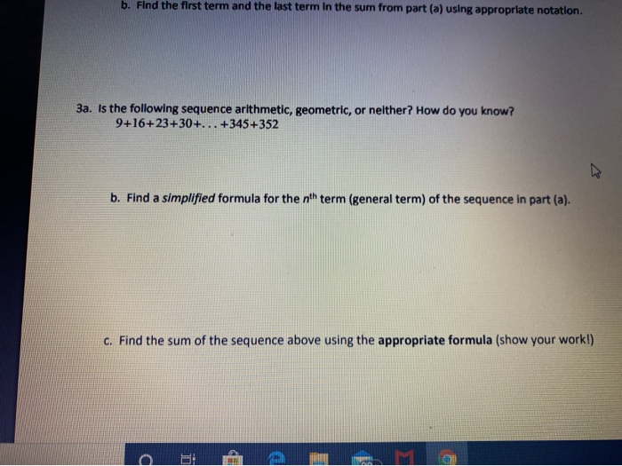 Solved b. Find the first term and the last term in the sum | Chegg.com