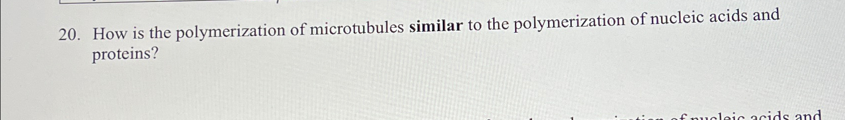 Solved How is the polymerization of microtubules similar to | Chegg.com