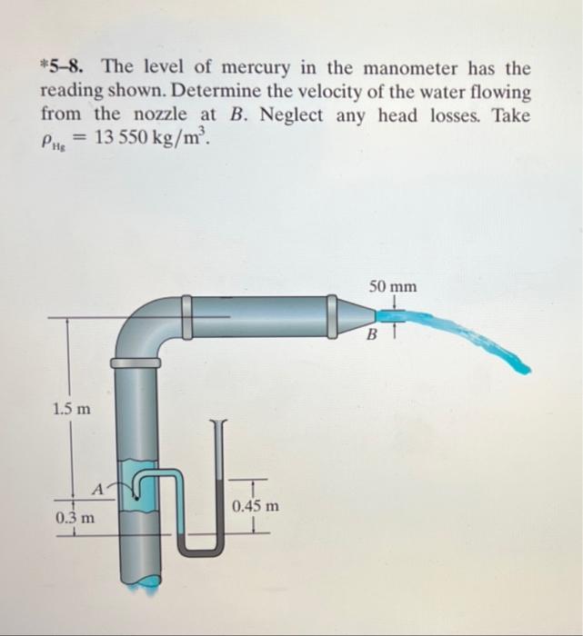 Solved *5-8. The level of mercury in the manometer has the | Chegg.com