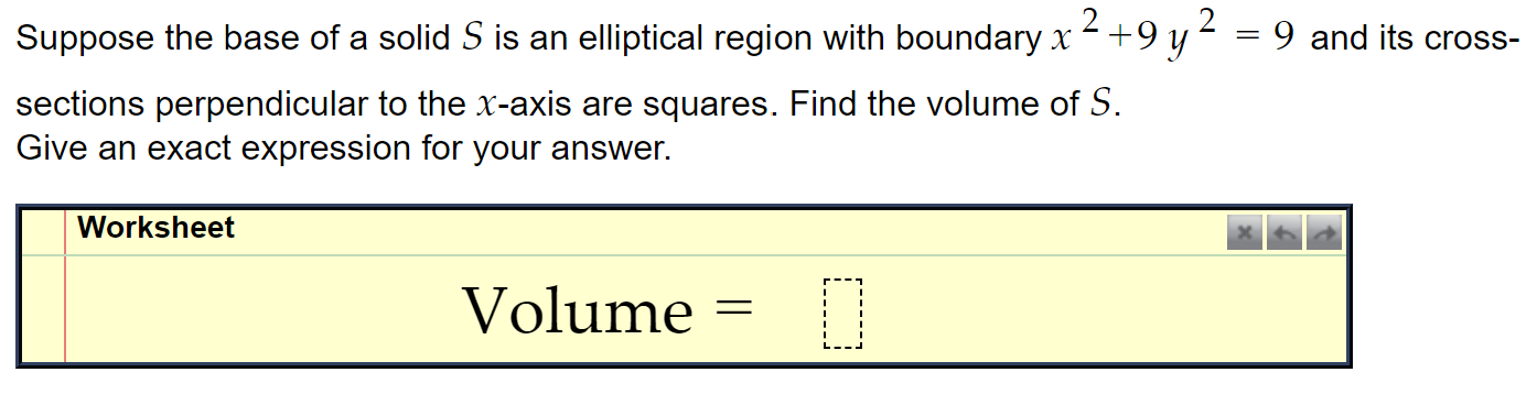 Solved Suppose the base of a solid S ﻿is an elliptical | Chegg.com