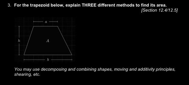 3. For the trapezoid below, explain THREE different | Chegg.com