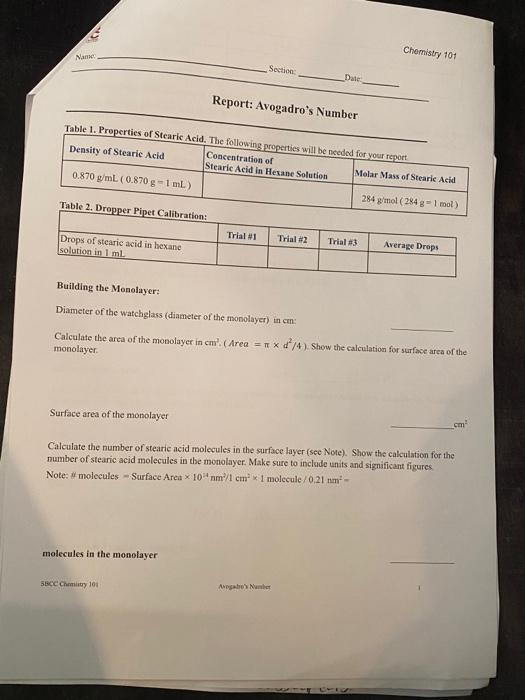 Use the following data to complete your lab report. | Chegg.com