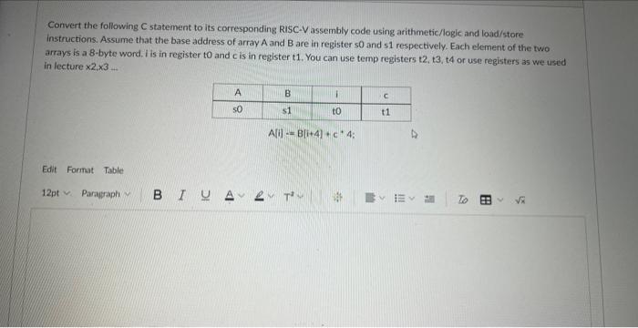 Solved Convert the following C statement to its | Chegg.com