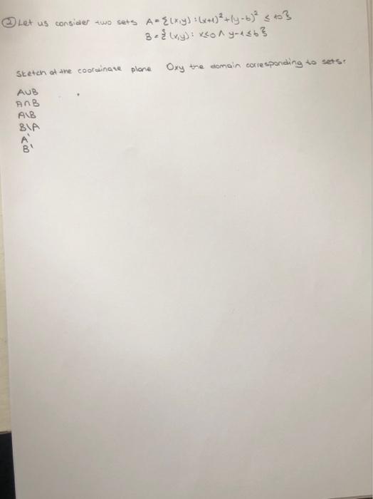 Solved (2) Let us consider two sets | Chegg.com