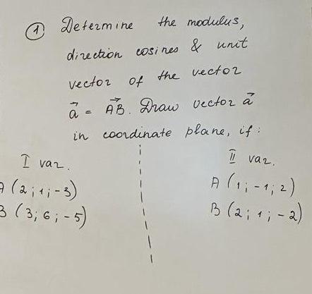 Solved (1) Determine the modulus, direction cosines \& unit | Chegg.com
