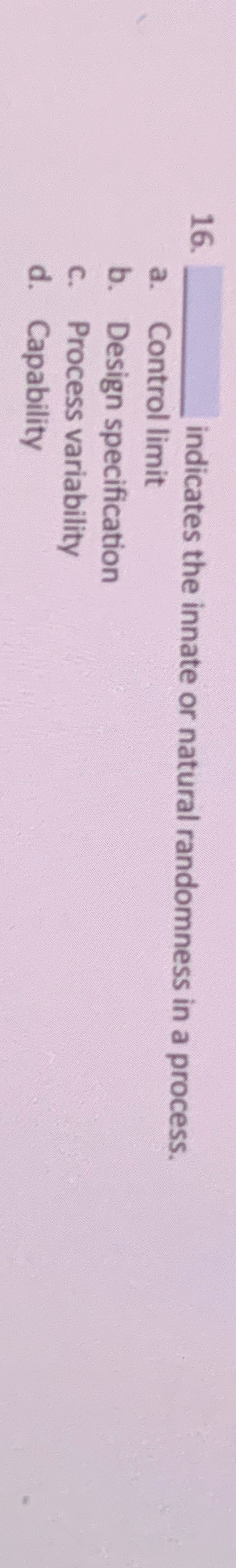 Solved indicates the innate or natural randomness in a | Chegg.com