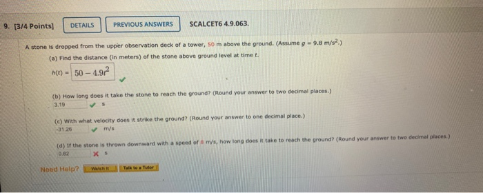 Solved 9. [3/4 Points] DETAILS PREVIOUS ANSWERS SCALCET6 | Chegg.com