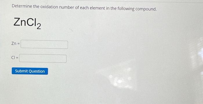 Solved Determine the oxidation number of each element in the | Chegg.com