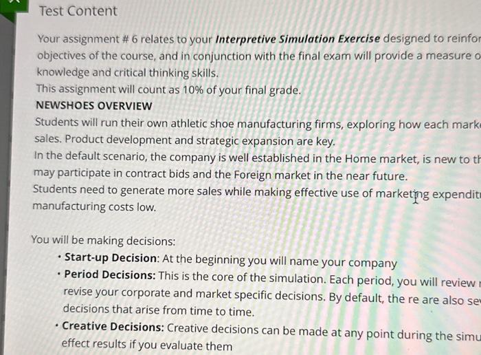 Your assignment \# 6 relates to your Interpretive | Chegg.com