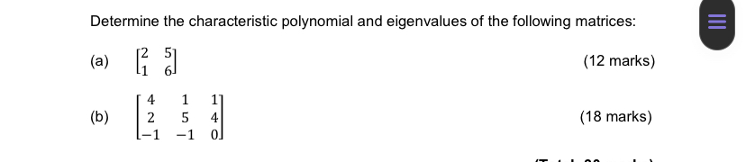 Solved Determine the characteristic polynomial and | Chegg.com