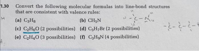 1.30 Convert the following molecular formulas into | Chegg.com