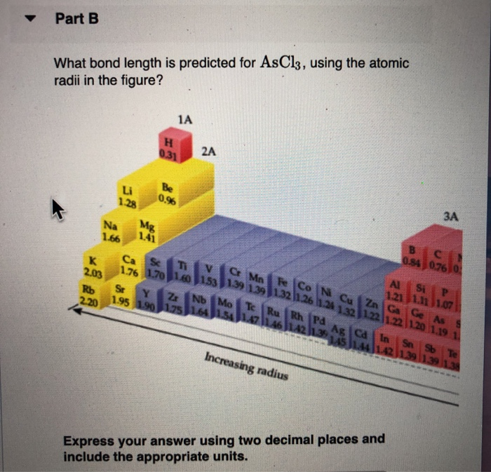 Solved Part B What bond length is predicted for AsCl3, using | Chegg.com