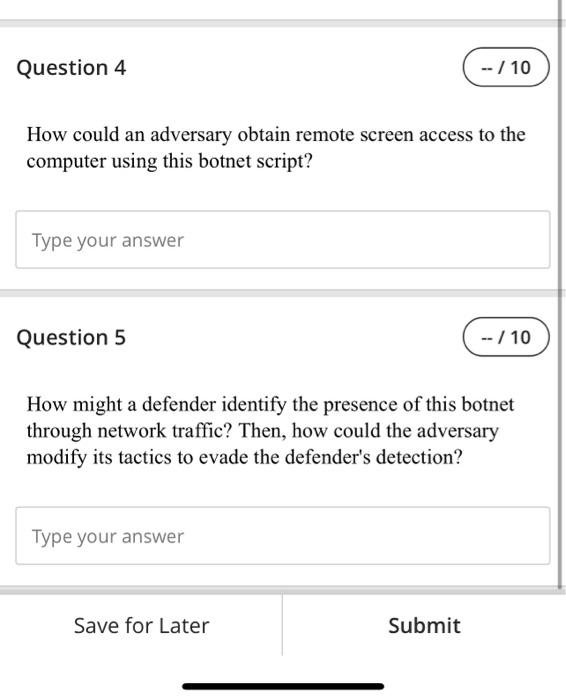 Solved How could an adversary obtain remote screen access to | Chegg.com