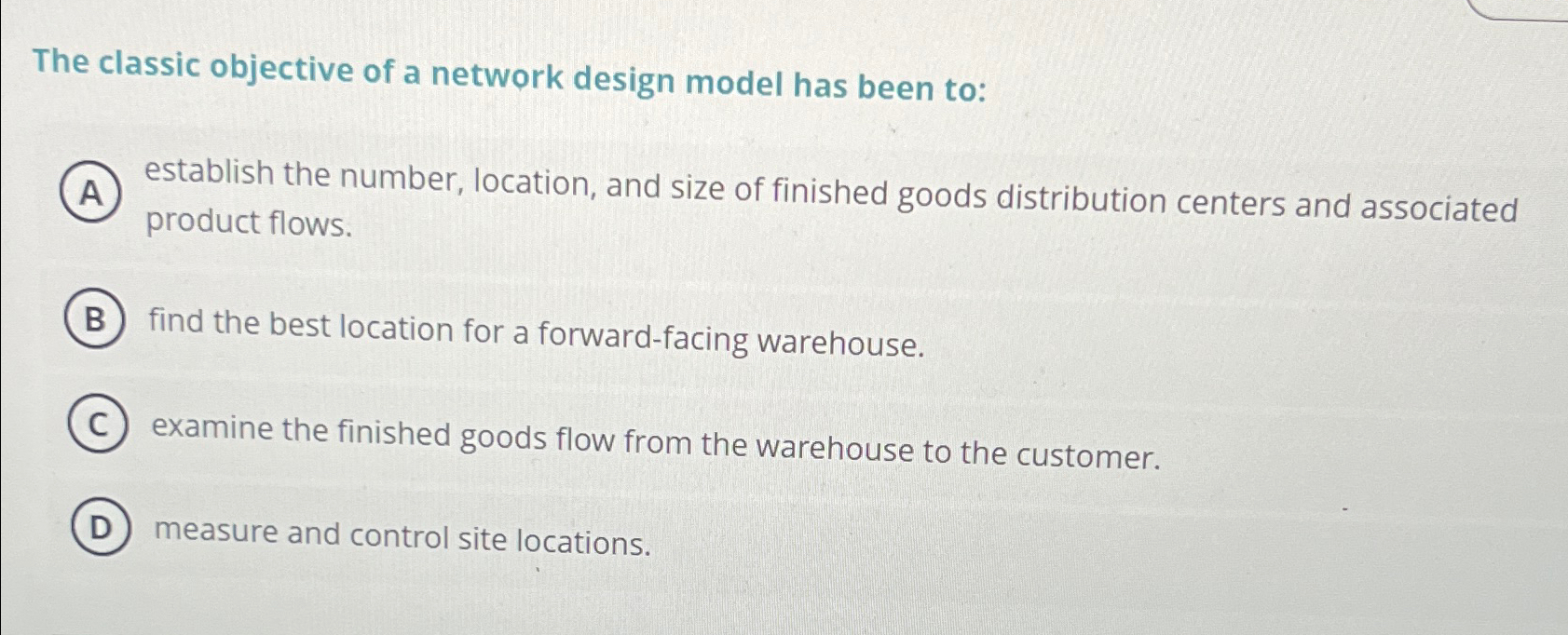 Solved The classic objective of a network design model has | Chegg.com