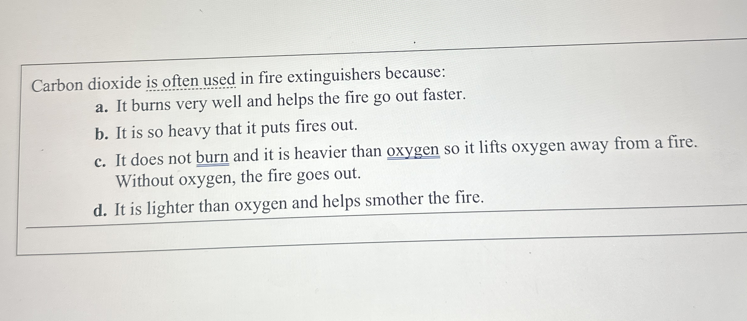 Solved Carbon dioxide is often used in fire extinguishers | Chegg.com
