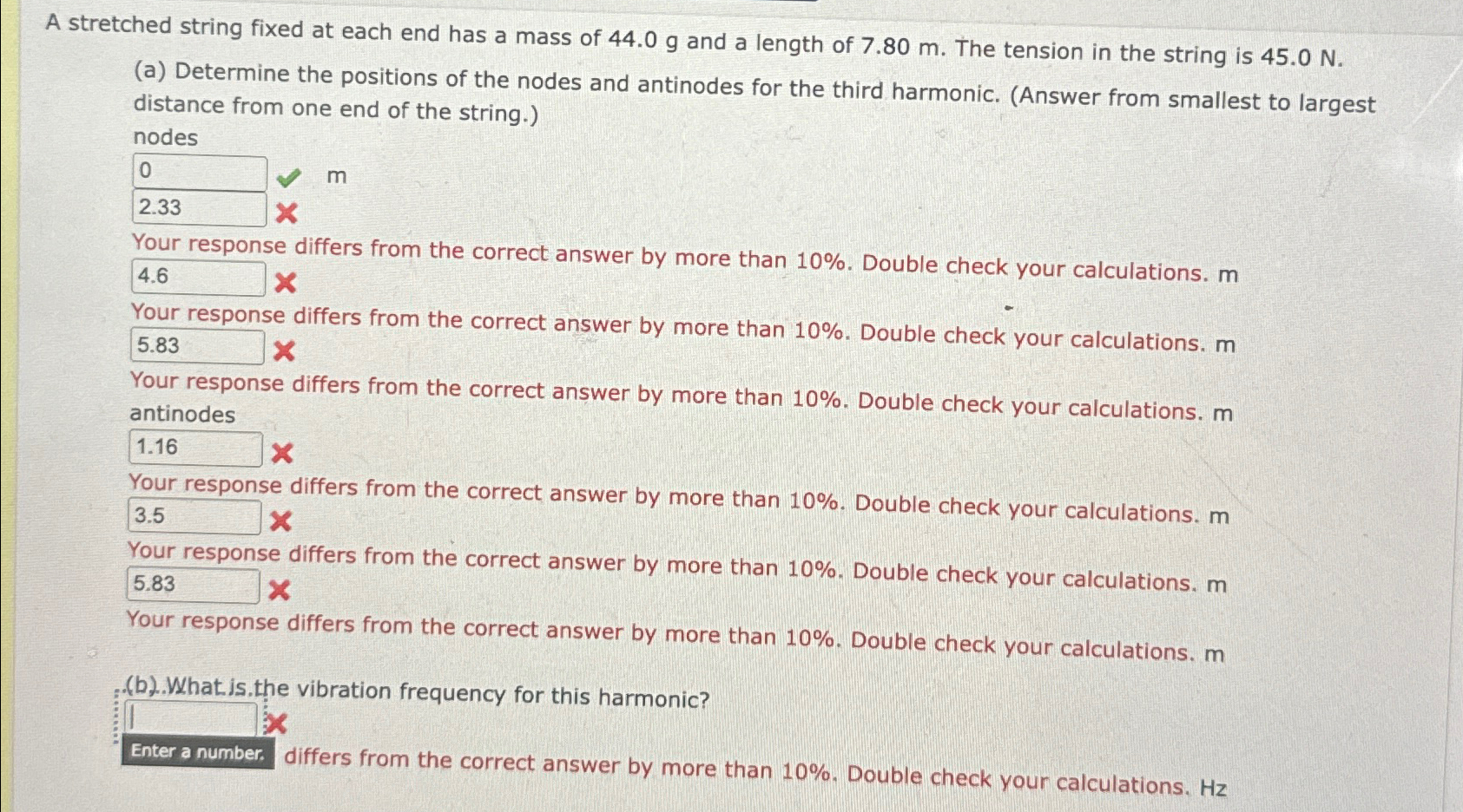 Solved A stretched string fixed at each end has a mass of | Chegg.com