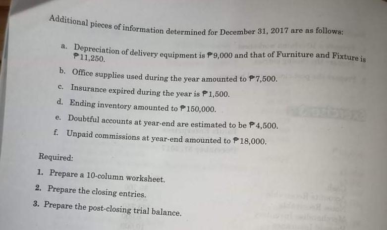 1. Prepare a 10-column worksheet. 3. Prepare the | Chegg.com