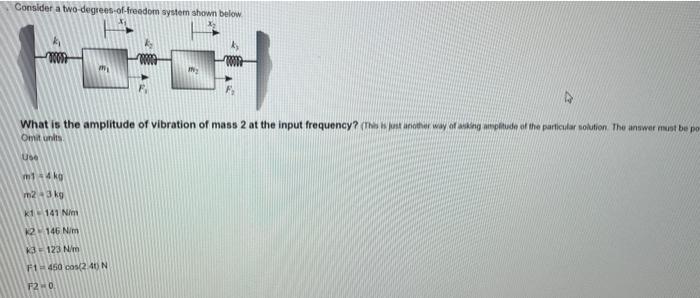 Solved Consider a two-degrees-of-freedom system shown balenw | Chegg.com